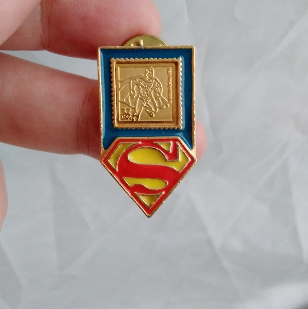 Vintage Superman 50th Anniversary Stamp Pin - Gem